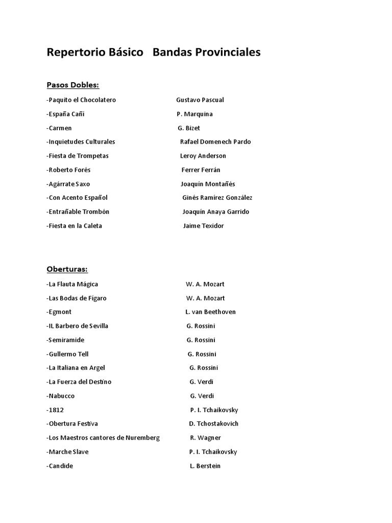 Repertorio Bâsico | PDF | Música clásica | Compositores