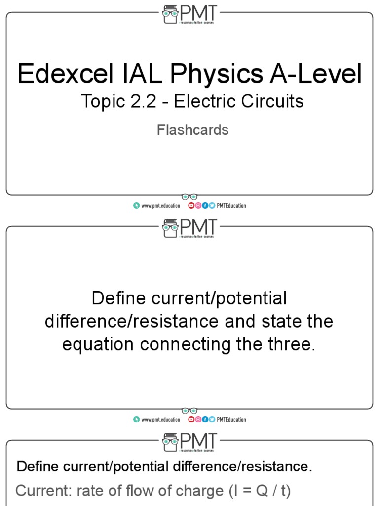 Flashcards - 2.2 Electric Circuits - Edexcel IAL Physics A-Level ...