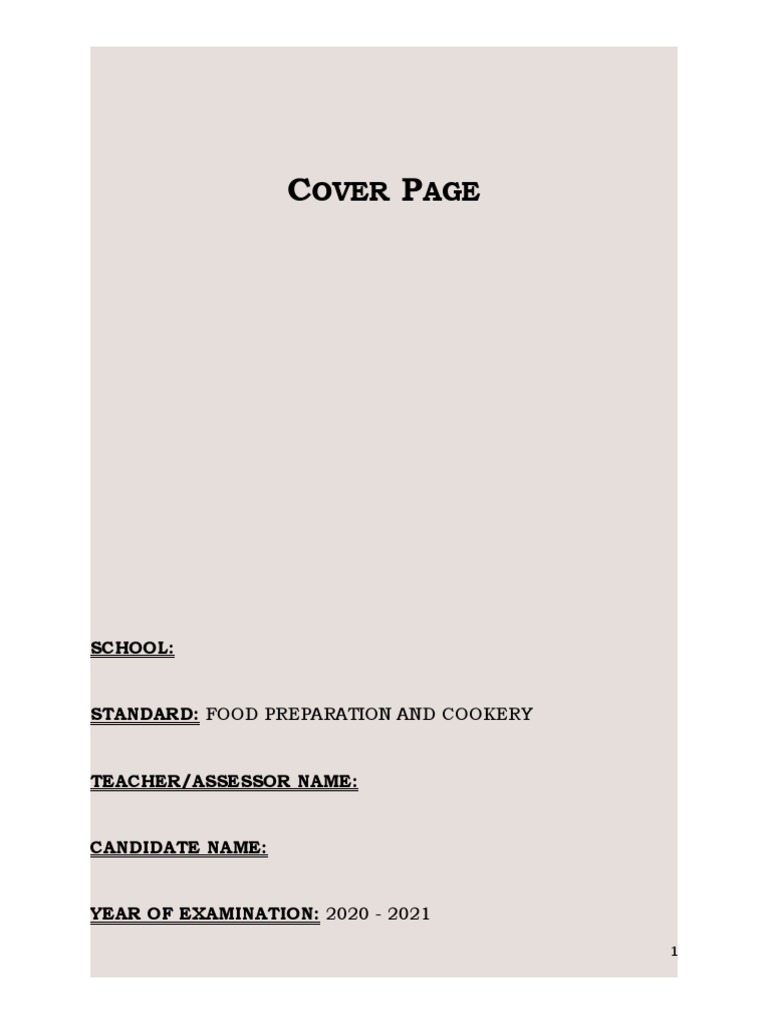 Food Preparation Portfolio Template | PDF | Foods | Cooking