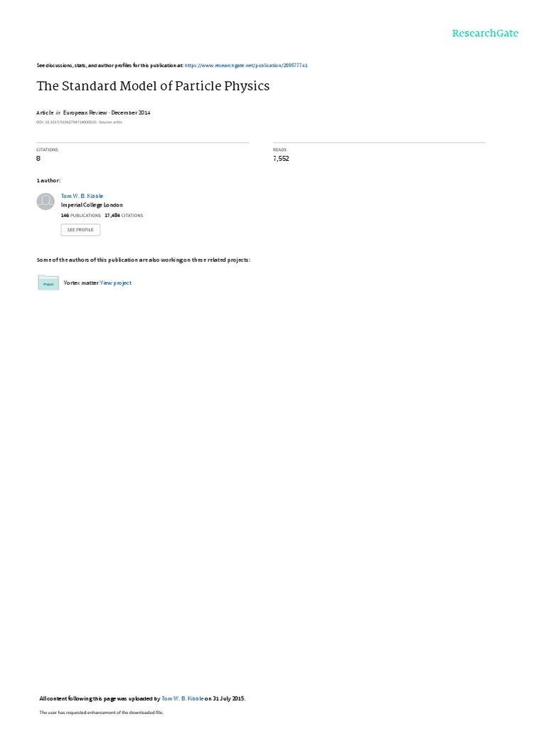 The Standard Model of Particle Physics: European Review December 2014 ...