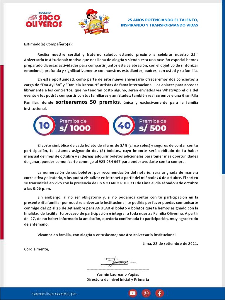 COMUNICADO Rifa 2021 | PDF | Cocina, comidas y vino