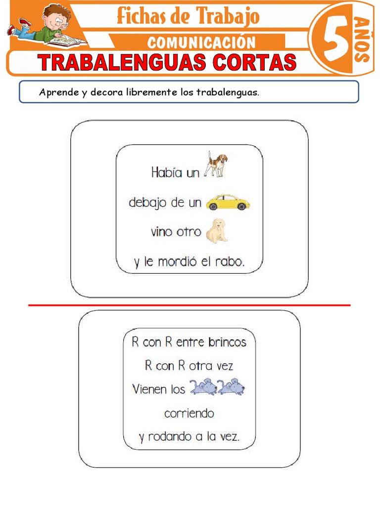 Trabalenguas Cortas para Ninos de 5 Anos | PDF