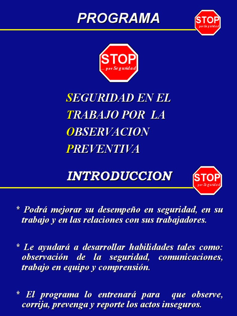 Programa STOP: Seguridad en el Trabajo | PDF