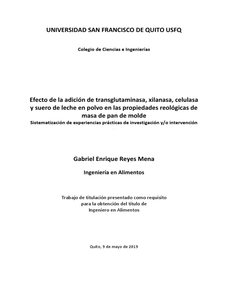 Efecto de La Adicion de Transglutaminasa, Xilana, Celulosa y Suero de ...