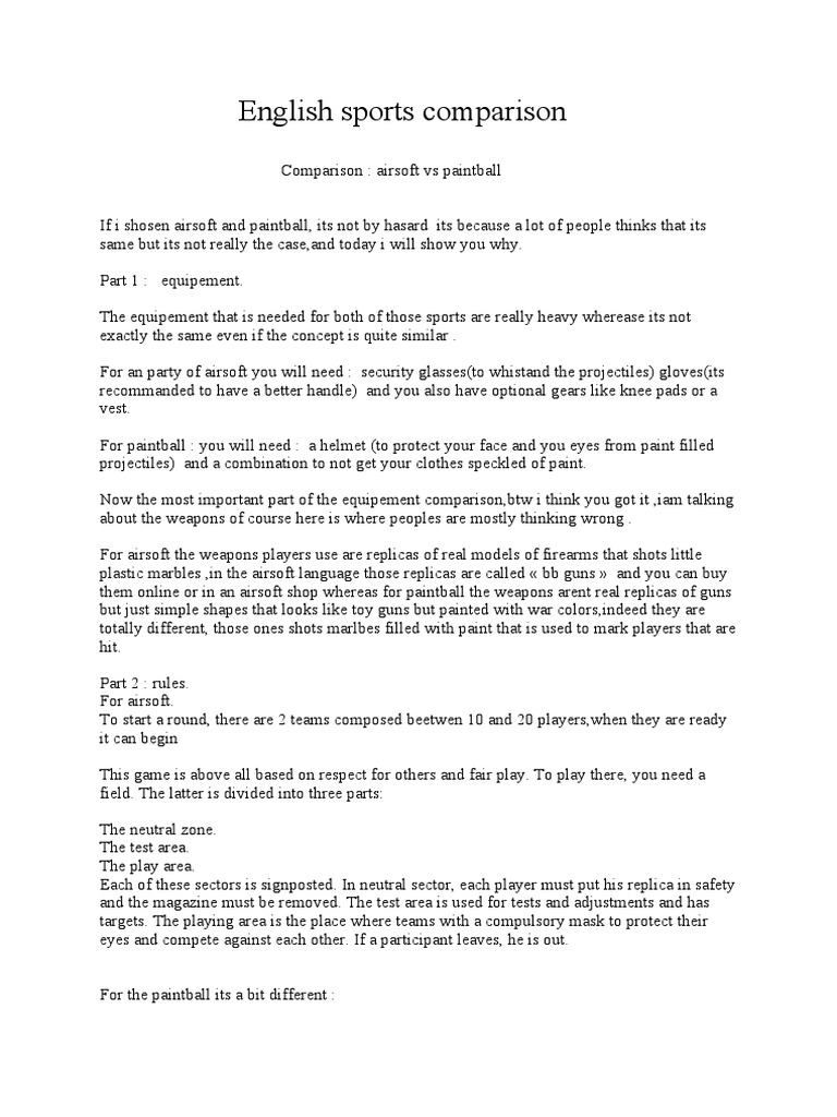 English Sports Comparison | PDF | Military Technology | Firearms