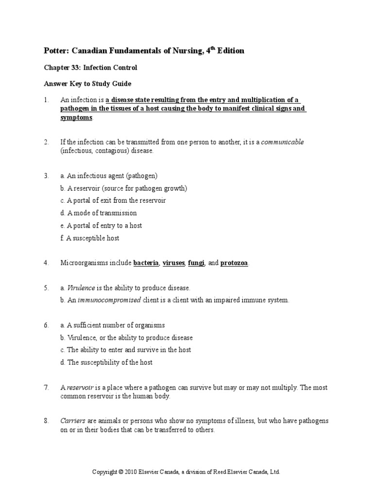 Infection CTRL Ans To Study Guide | PDF | Inflammation | Infection