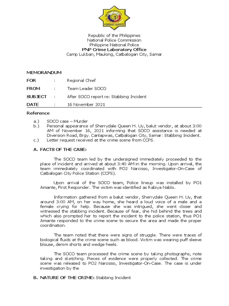 PNP Crime Laboratory Office | Download Free PDF | Crime Scene | Crime ...