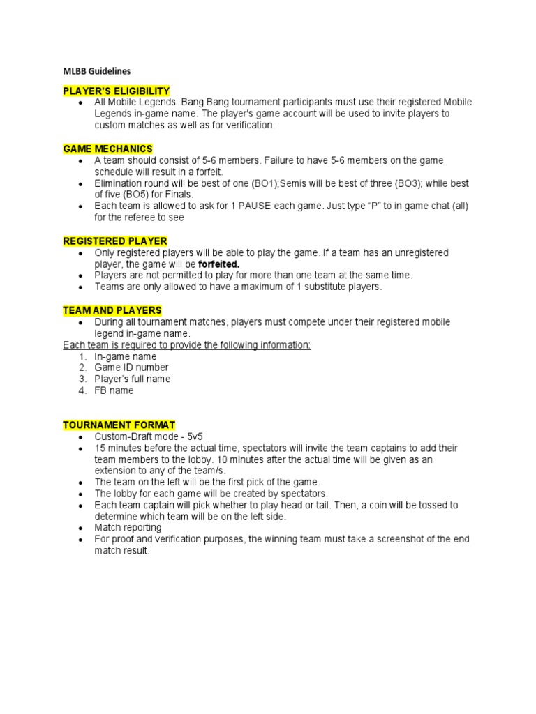 MLBB Guidelines | PDF