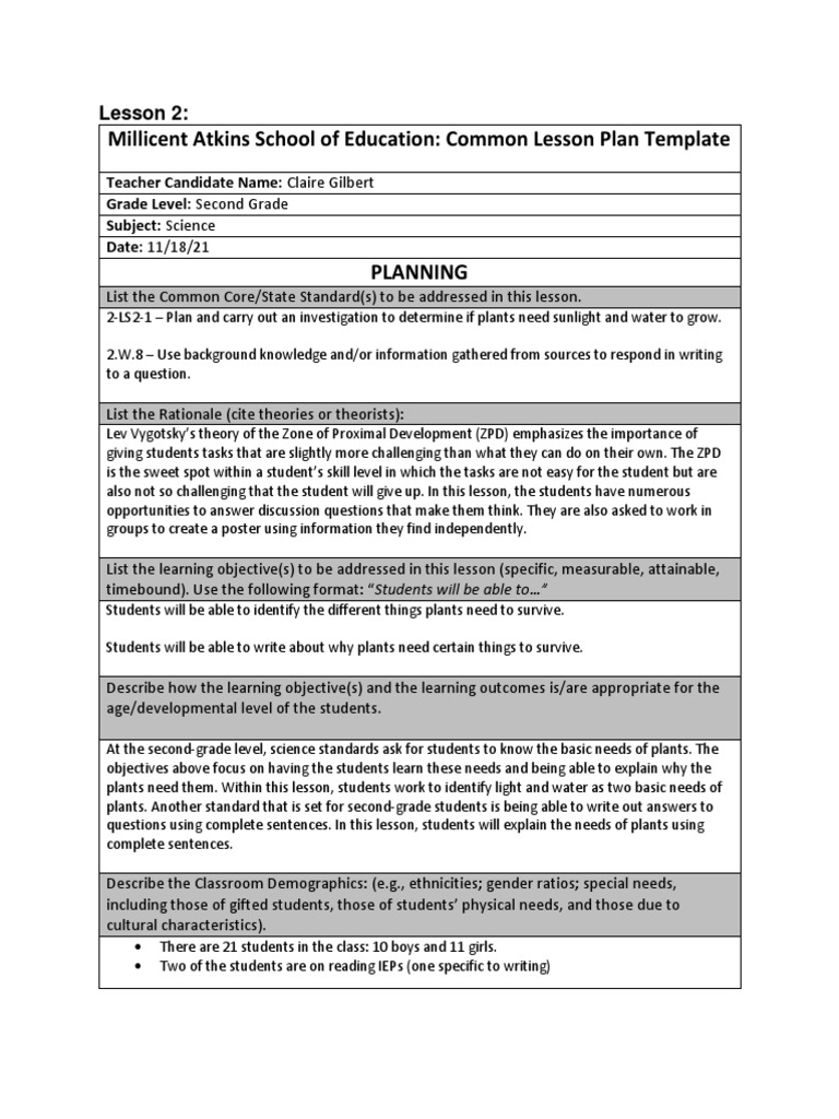 Second Grade Science Lesson | PDF | Potato | Cucumber