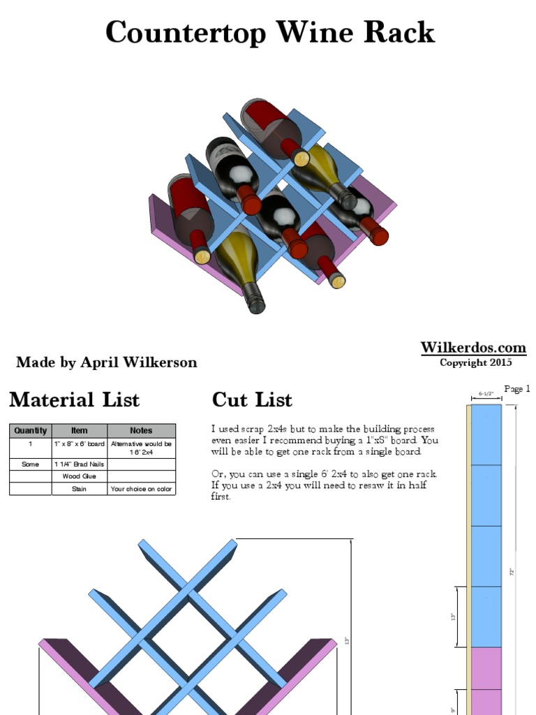 Wine Rack Plans | PDF | Lumber | Materials