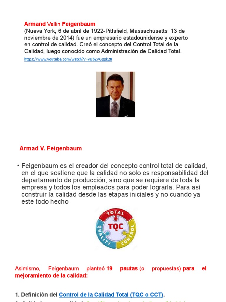 Feigenbaum y el Control Total de Calidad | PDF | Calidad (comercial ...