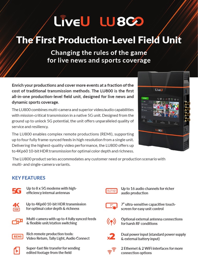LiveU LU800 Data Sheet 31MAY20 | PDF | Video | Hdmi