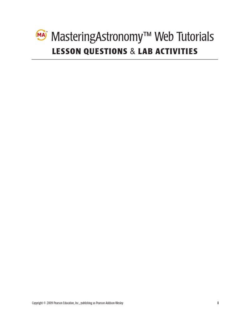 Masteringastronomy™ Web Tutorials: Lesson Questions & Lab Activities ...