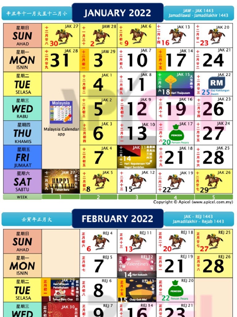 2022 Kuda Calendar With Pencen Date | PDF