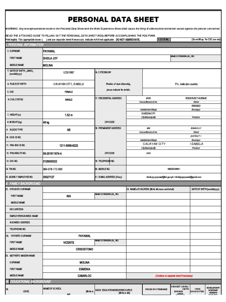 Cs Form No. 212 Revised Personal Data Sheet - New | PDF | Justice | Crime & Violence