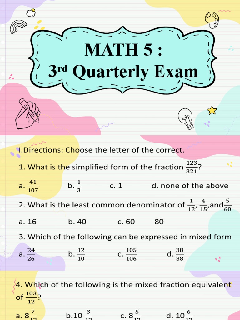 Grade 5 Math 3rd Quarter Exam | PDF | Mathematics | Arithmetic