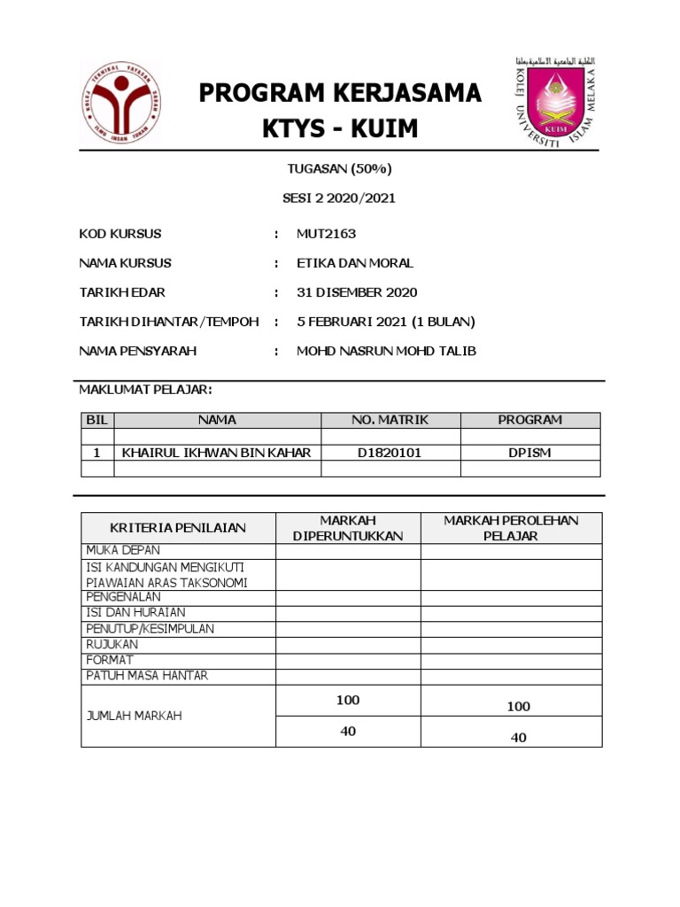 Assignment Etika Dan Moral | PDF