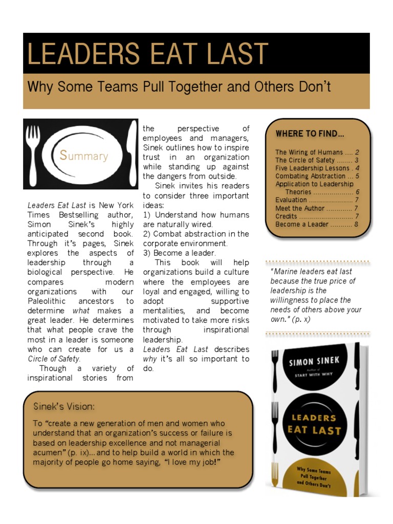 Leaders Eat Last Key Points | PDF | Leadership | Stress (Biology)