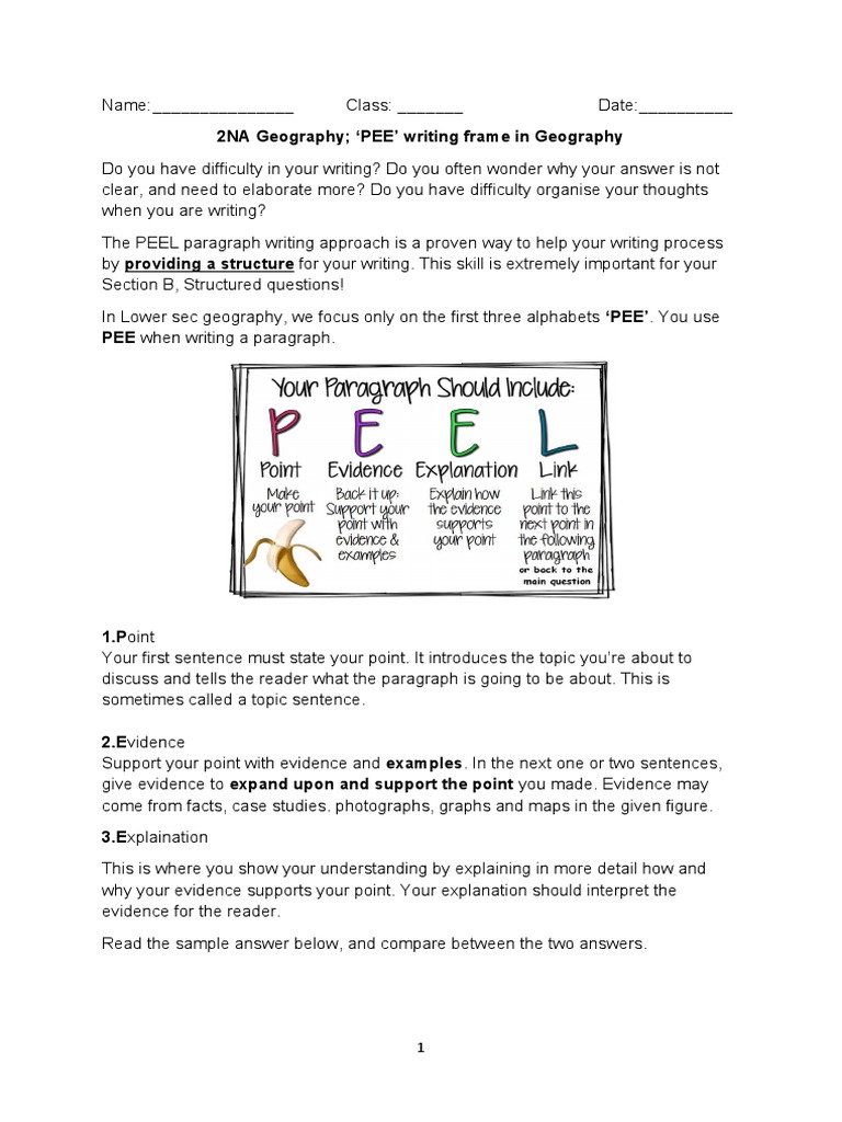 2NA Geography PEE' Writing Frame in Geography | PDF | Writing ...
