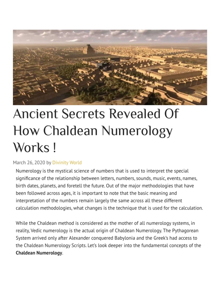 Ancient Secrets Revealed of How Chaldean Numerology Works ! - Divinity ...