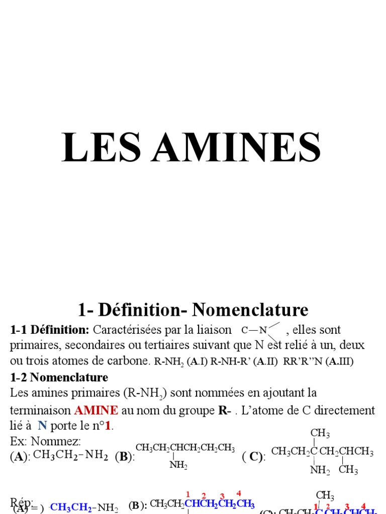 Amines | PDF | Amine (chimie) | Substances chimiques