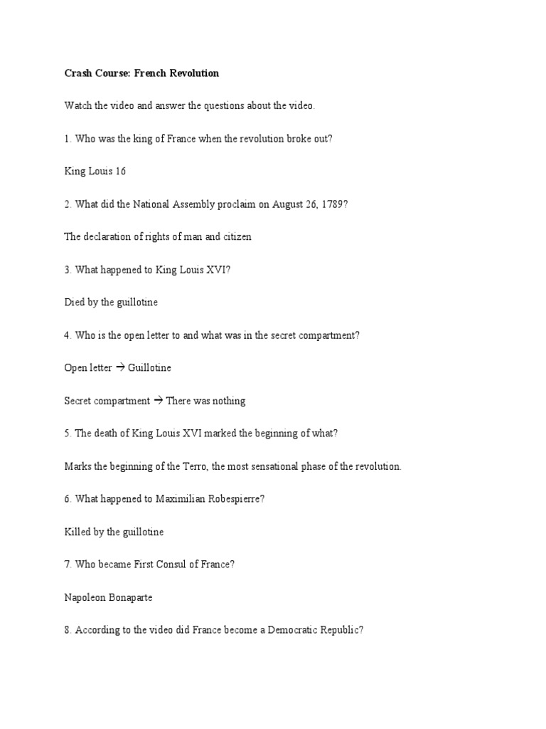 Crash Course French Revolution | PDF | Politics | Travel