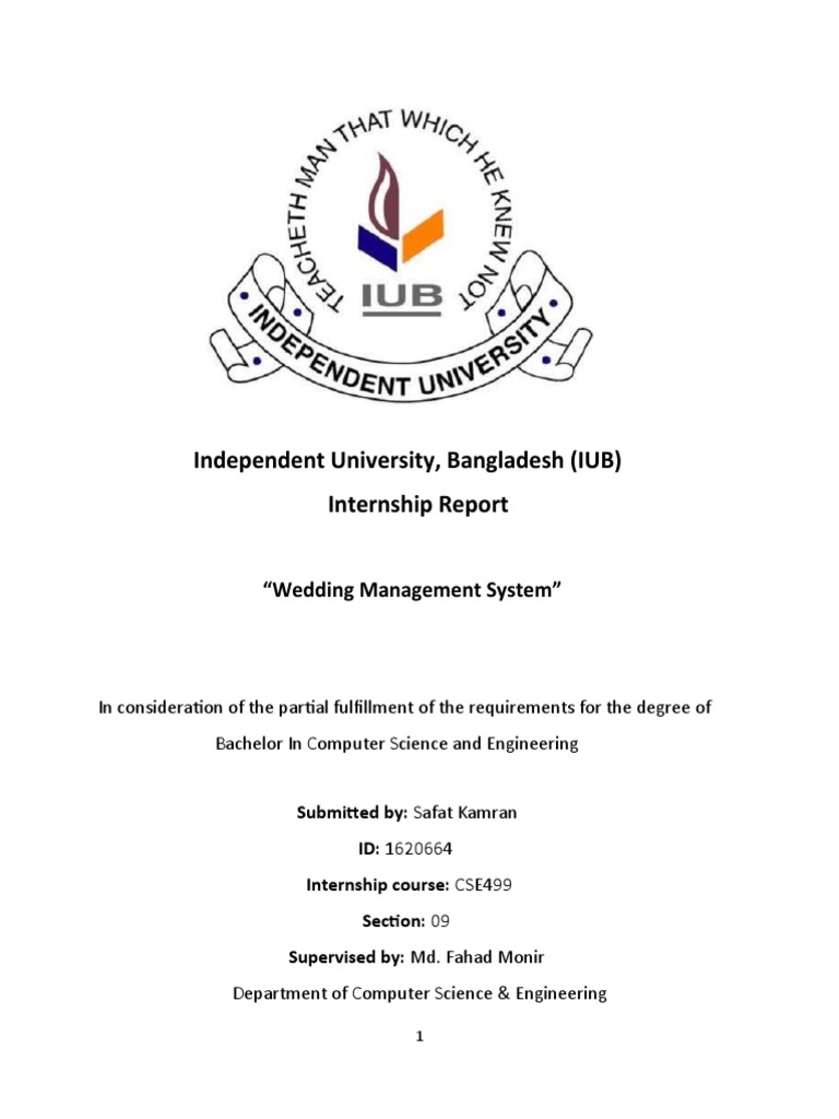 Independent University, Bangladesh (IUB) Internship Report: "Wedding ...