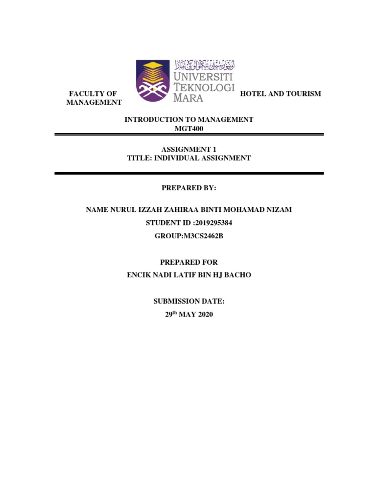 MGT400 Individual Assignment Overview | PDF | Planning | Leadership