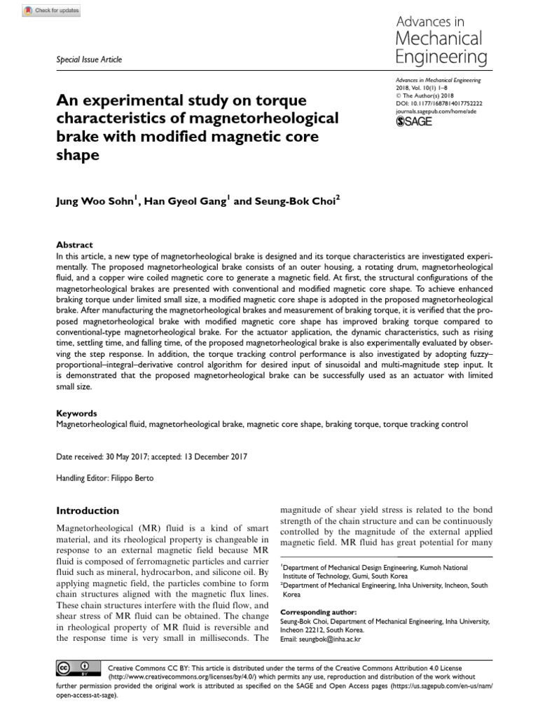 An Experimental Study On Torque Characteristics of Magnetorheological ...