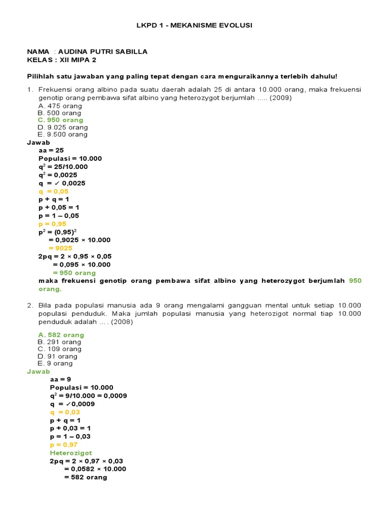 LKPD 1 - Mekanisme Evolusi | PDF