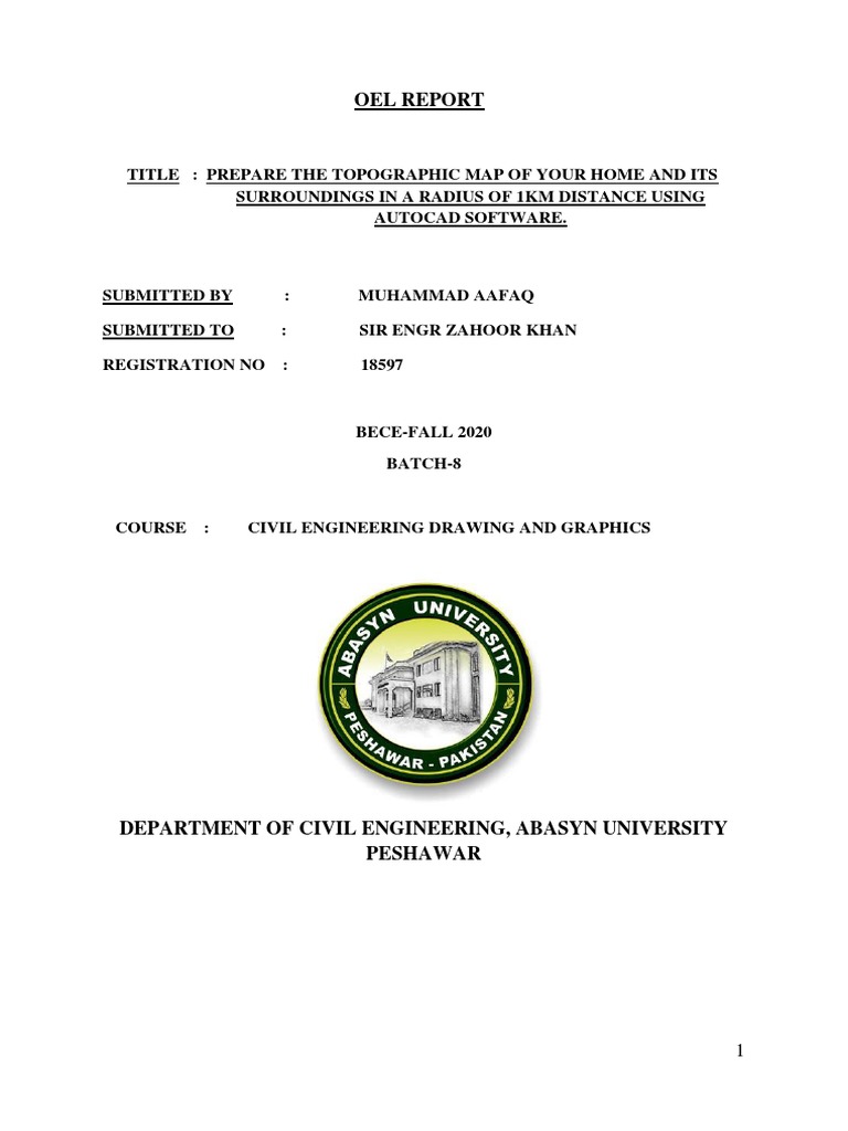 Oel Report of Autocad Afaq | PDF | Topography | Surveying