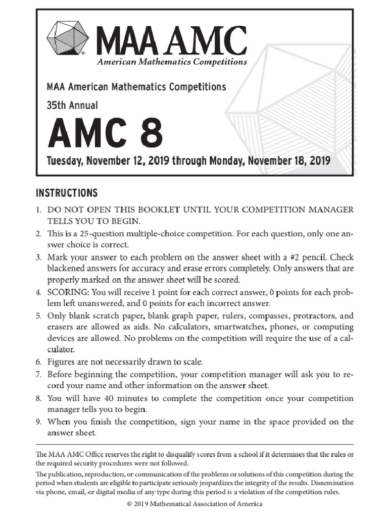 Amc 8 2019 | PDF