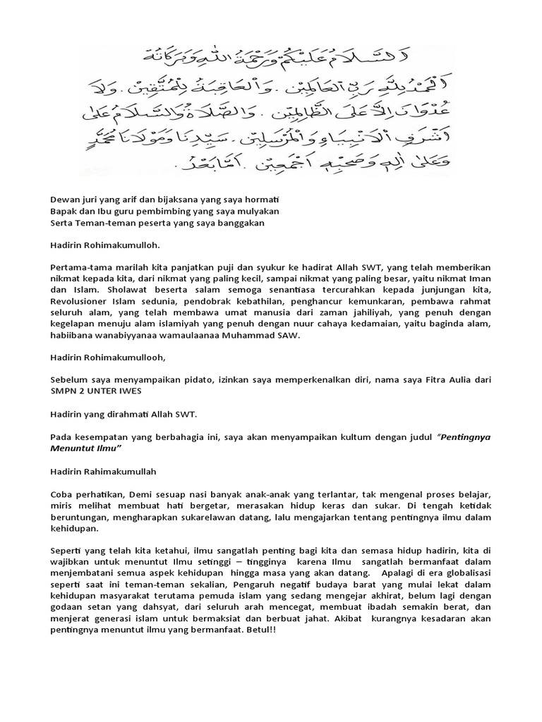 Kultum Pentingnya Menuntut Ilmu 1 | PDF