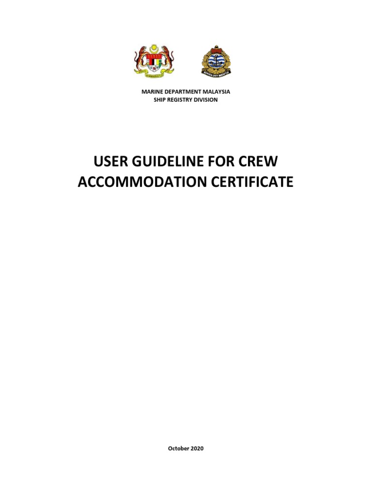 User Guideline For Accommodation Certificate User Guideline For Crew Accommodation Certificate ...