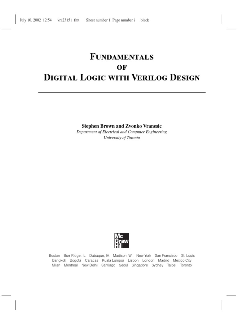 Stephen Brown and Zvonko Vranesic Fundamental of Digital Logic With Verilog Design | PDF