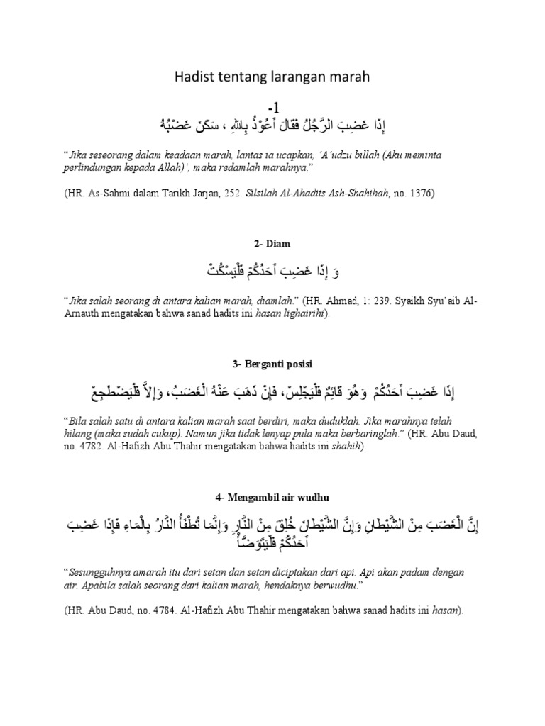 Hadist Tentang Larangan Marah | PDF
