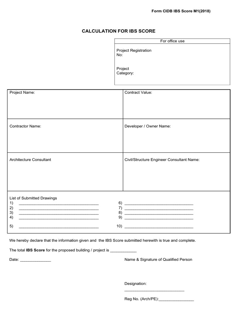 Form CIDB IBS Score M1 2018 | PDF | Precast Concrete | Column