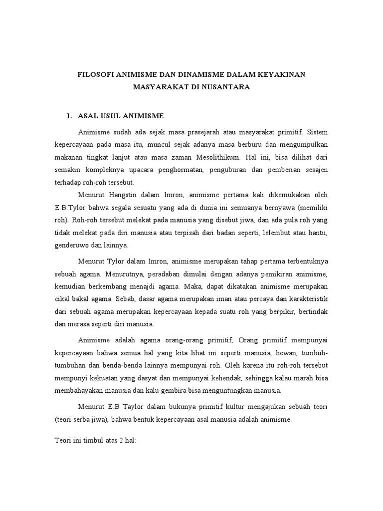 Animisme Dinamisme | PDF | Sains & Matematika
