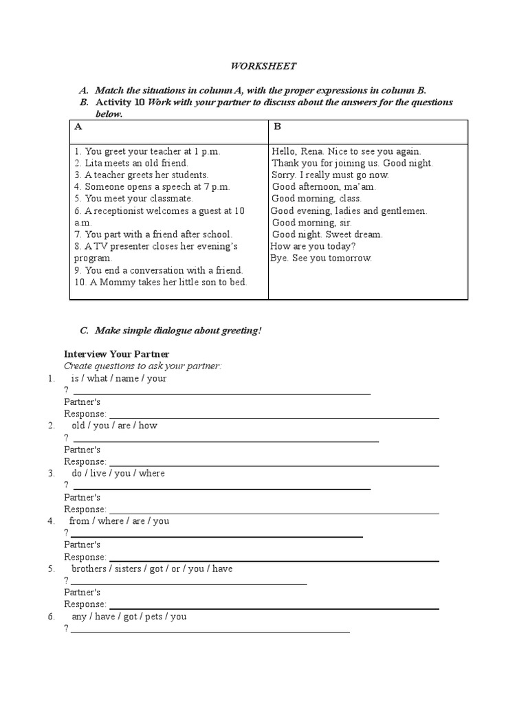 WORKSHEET Introduction | PDF