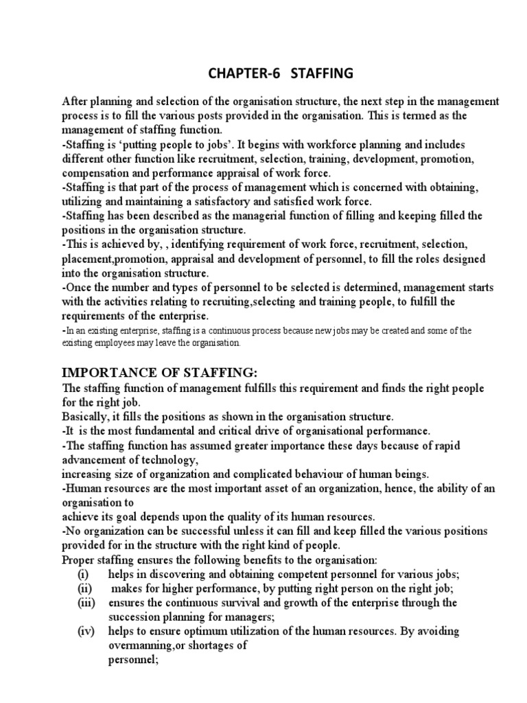 Staffing Notes | PDF | Human Resources | Recruitment