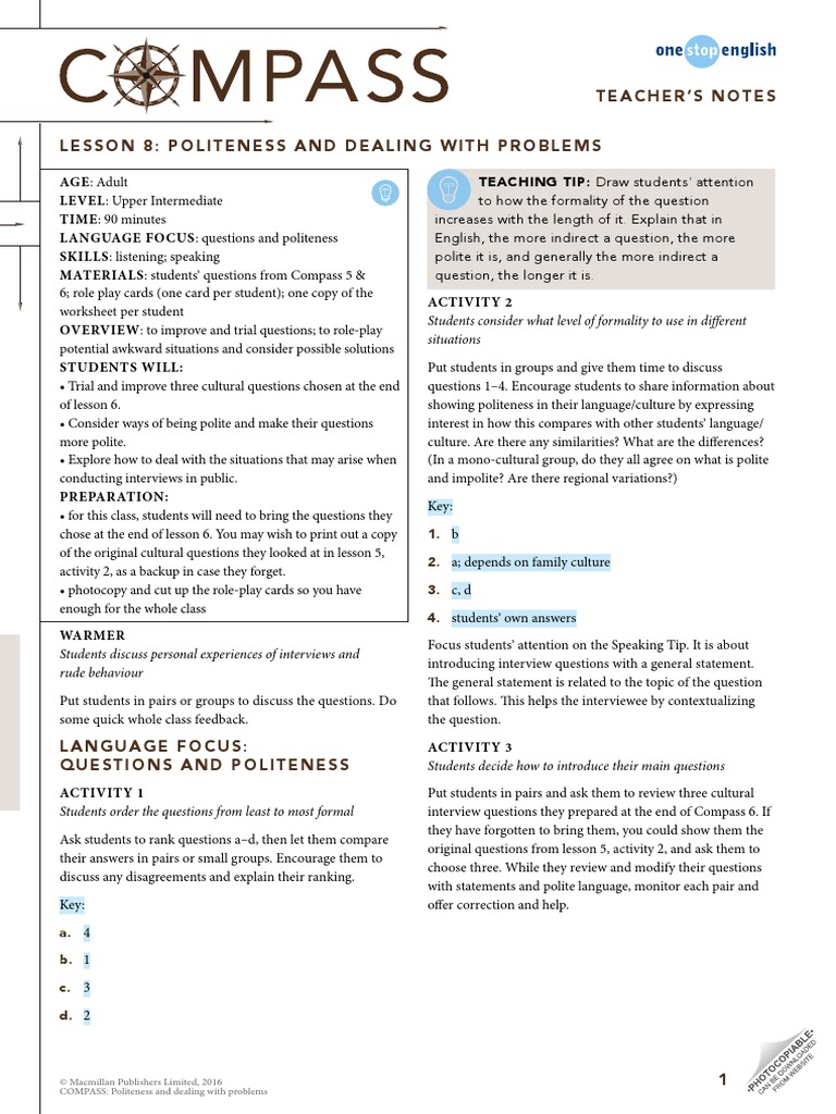 Mini Lesson - Communication Skills - Being Polite (UI) | PDF | Question ...