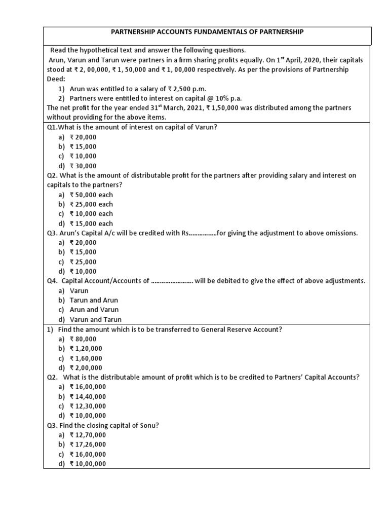 Partnership Accounts Overview | PDF | Partnership | Interest