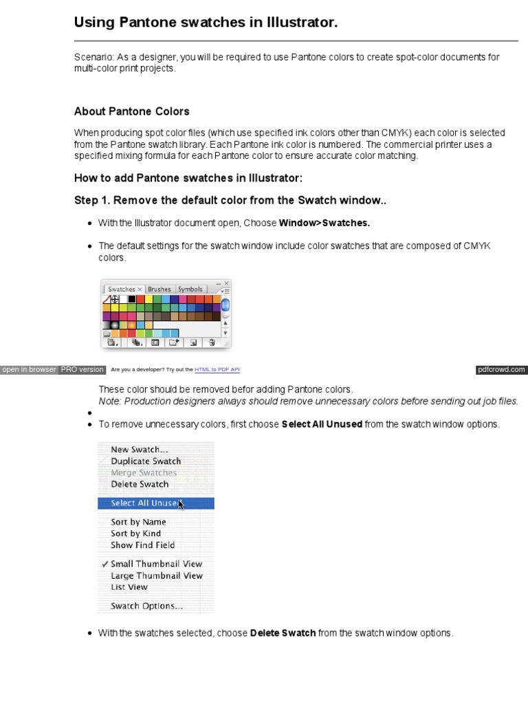 Using Pantone Swatches in Illustrator | PDF | Html | System Software