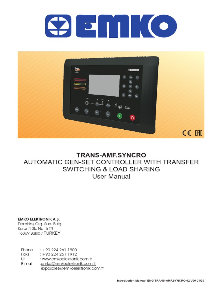 EMKO Trans AMF - syncRO Genset Controller Instruction Manual ENG | Download Free PDF | Mains ...