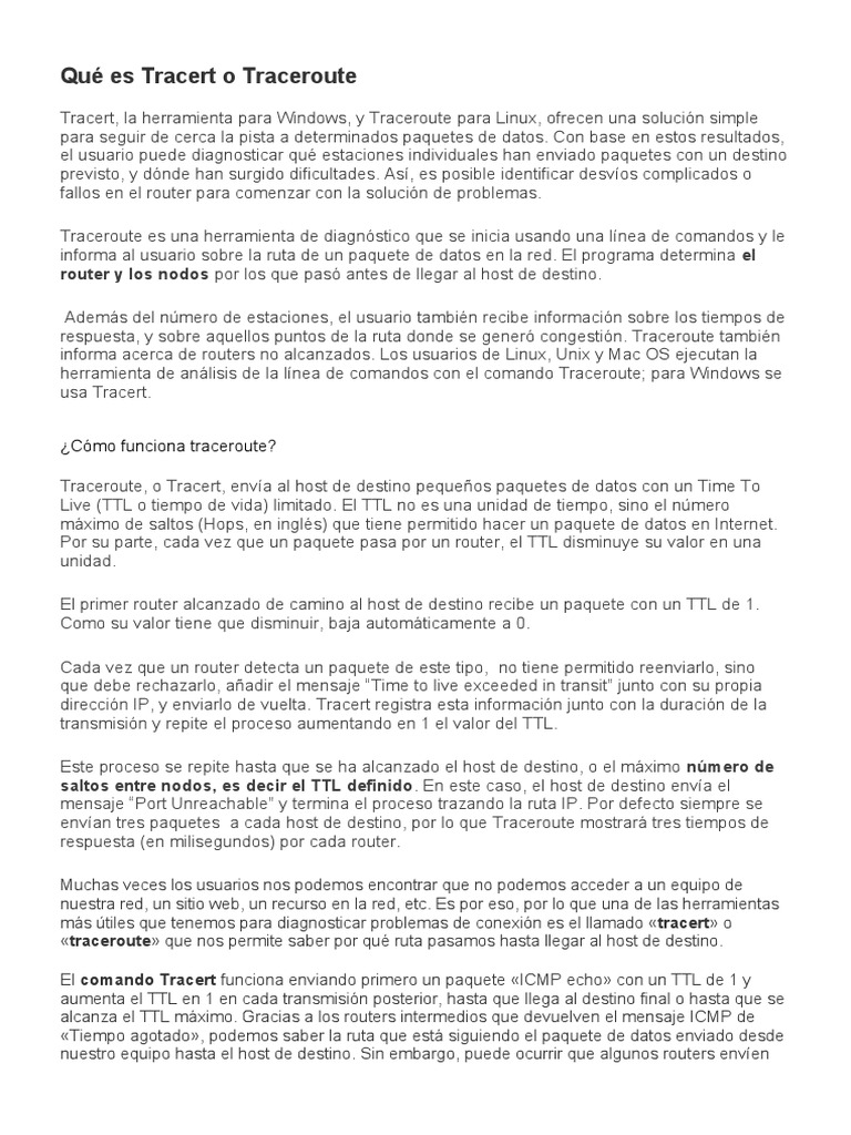 Qué es Tracert o Traceroute | PDF | Enrutador (Computación ...