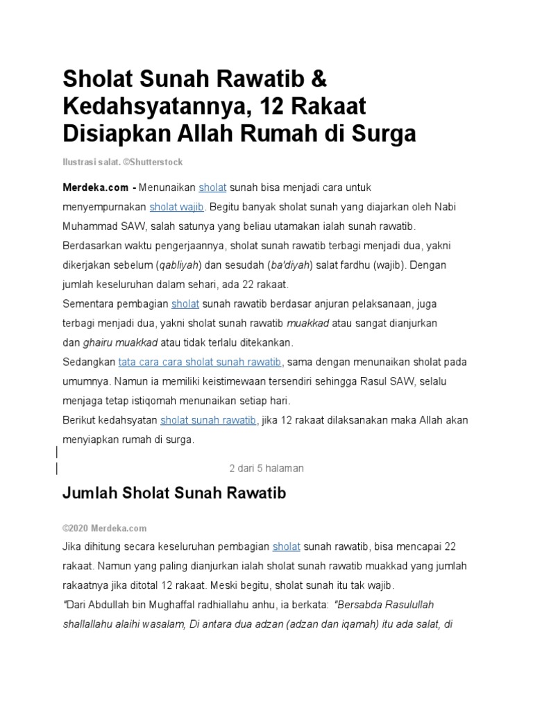 Sholat Sunah Rawatib | PDF