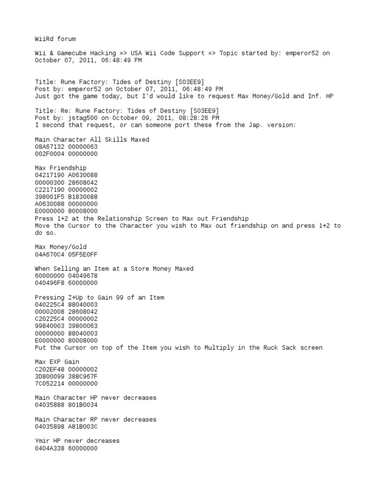 Rune Factory TOd Cheat | PDF | Fruit Preserves | Pudding