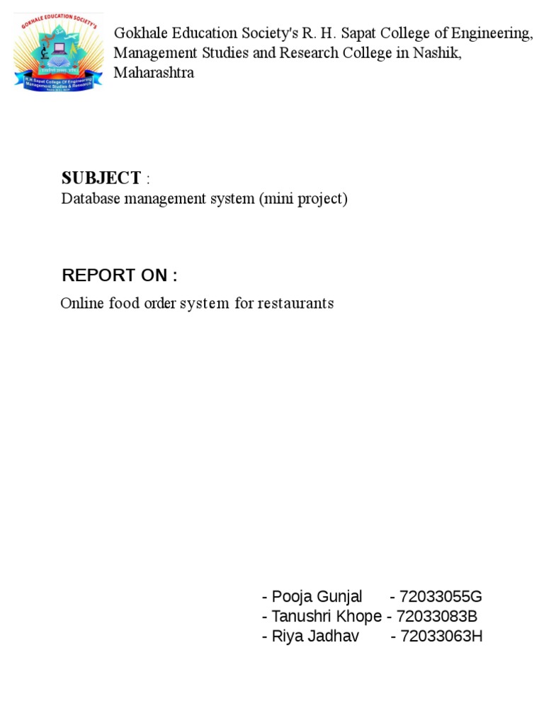 Online Food Ordering System Report | PDF | Menu | Databases