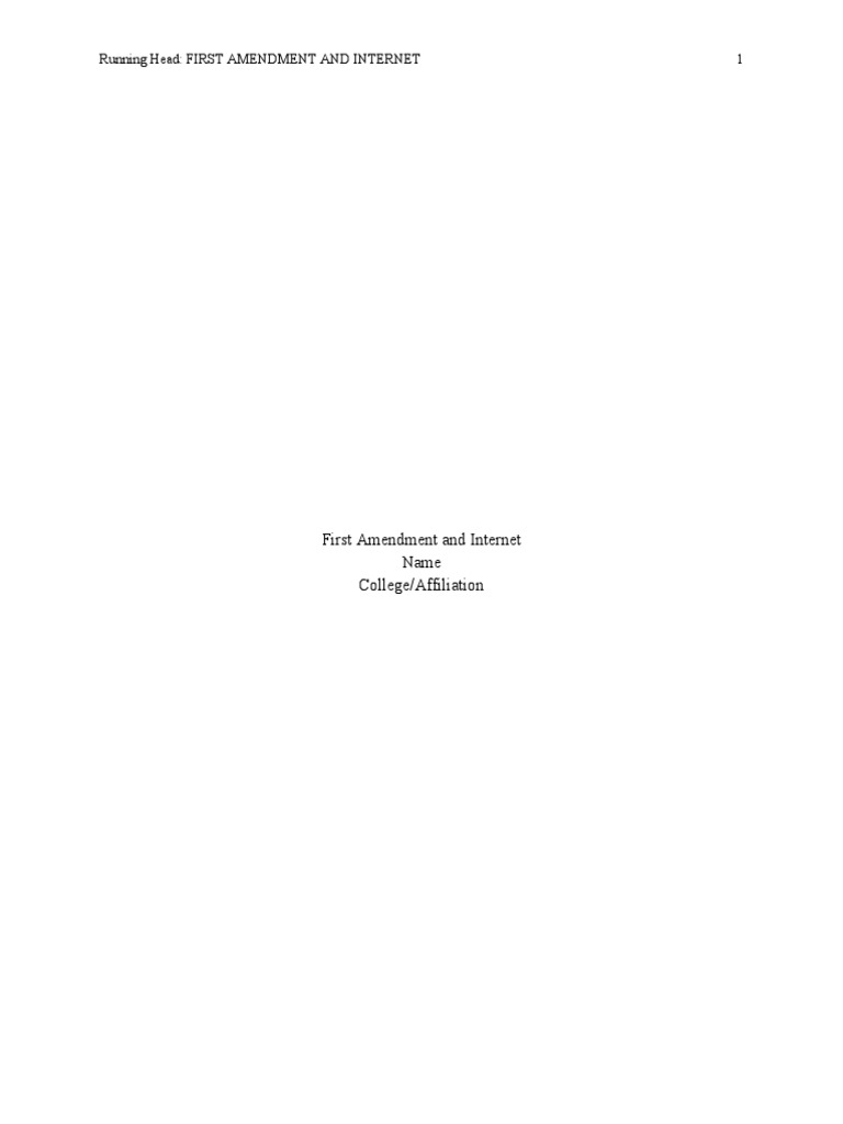 First Amendment and Internet | PDF | First Amendment To The United ...