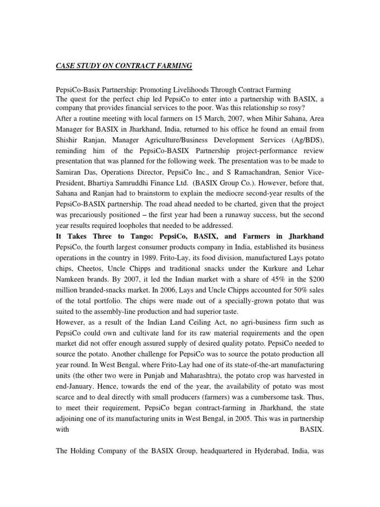 Contract Farming | PDF | Agriculture | Potato